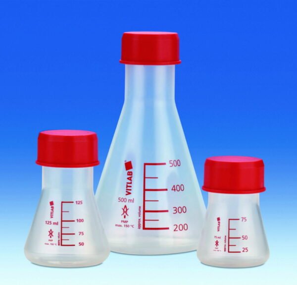 VITLAB Erlenmeyer Flask 250 ml PMP GL 45 with Screw Cap PP – MedQ ...